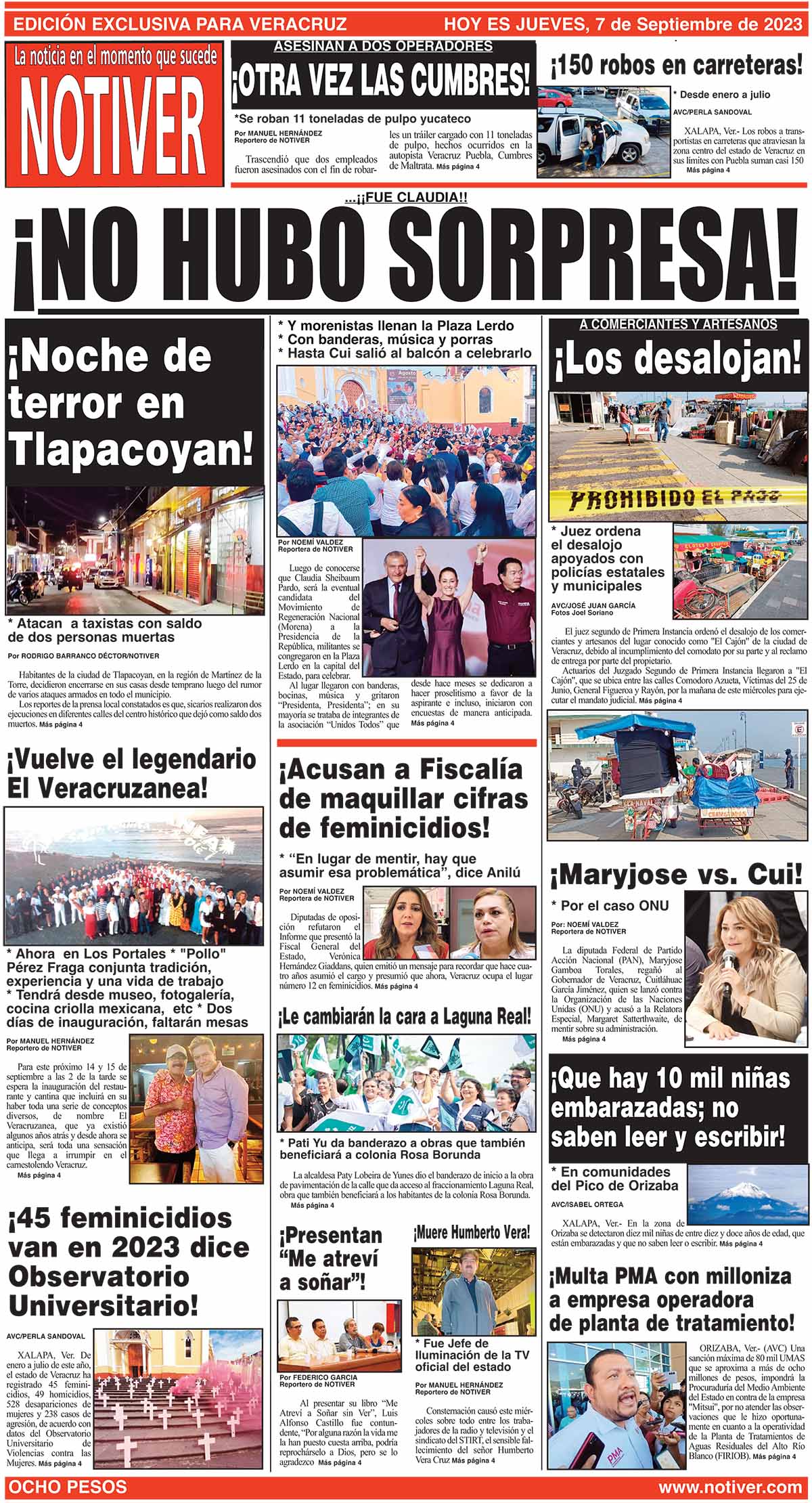 LA PORTADA - JUEVES, 7 DE SEPTIEMBRE 2023