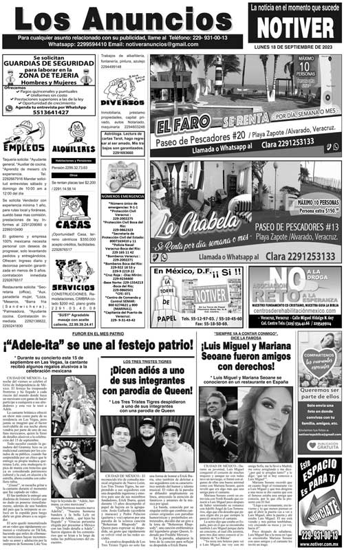 ...LOS ANUNCIOS, AVISOS Y DEMÁS! - LUNES, 18 DE SEPTIEMBRE 2023