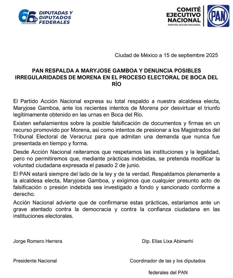 ¡TRUENA EL PAN NACIONAL! - *Respalda a Maryjose, intento de fraude en ...