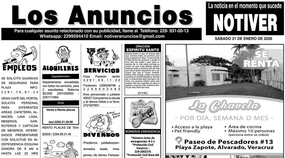 ...LOS ANUNCIOS, AVISOS Y DEMÁS! - SÁBADO, 31 DE ENERO 2026