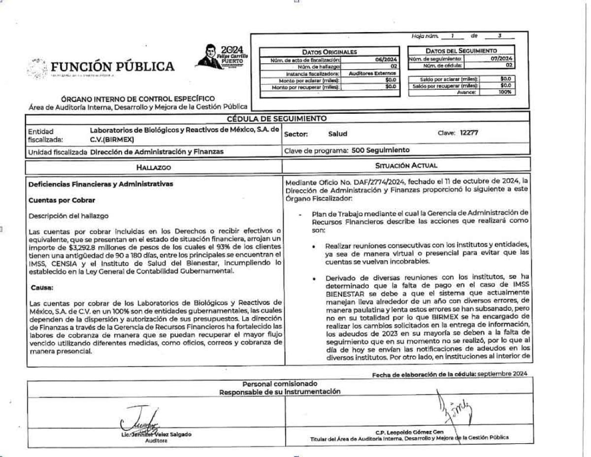 FLEXIBILIDAD DE PAGO” PRODUCE FALTANTE DE 3 MIL MDP EN BIRMEX!