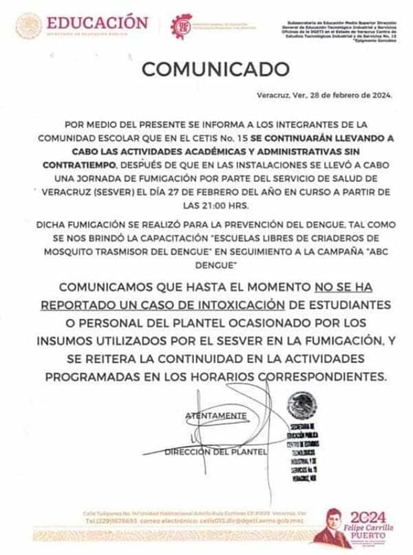 ¡INTOXICADOS EN EL CETIS 15! - *LOS FUMIGARON, MÁS DE 20 LOS AFECTADOS